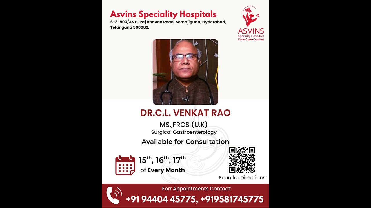Top Surgical Gastroenterologist in Hyderabad – Dr. C.L. Venkata Rao 🇮🇳