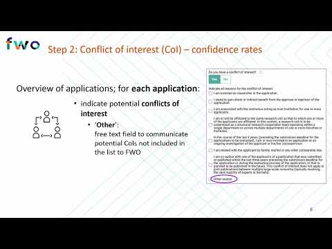 FWO Instruction Clip - Submitting CoIs & confidence rates (research projects fundamental research)