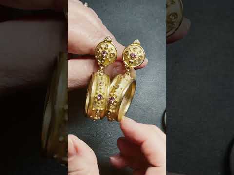 Vintage 1990s Roxanne Assoulin Drop Hoop Clip On Earrings SOLD