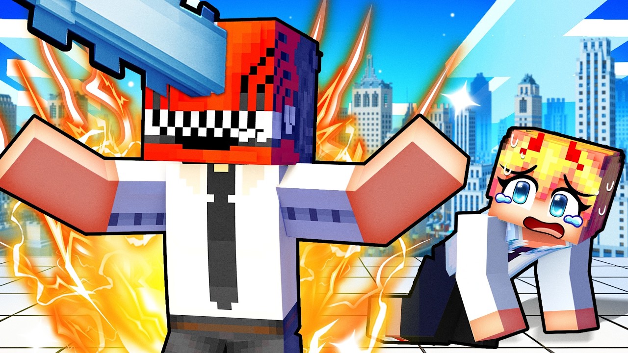 Becoming a PROTECTIVE CHAINSAW MAN in Minecraft!