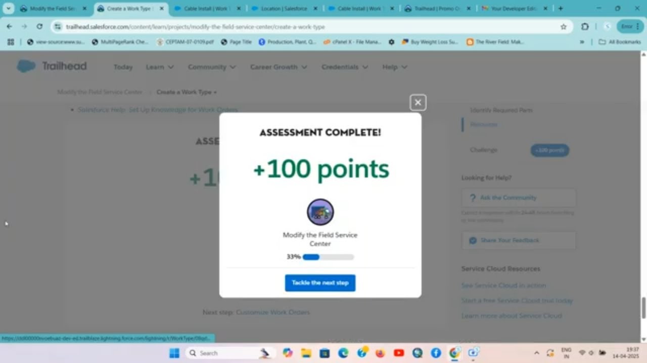 Create a Work Type | Modify the Field Service Center