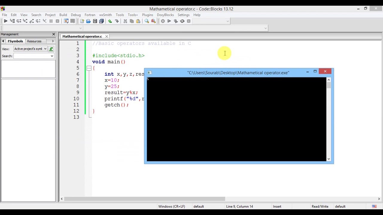 C Tutorials 10: Arithmetic Operators in C