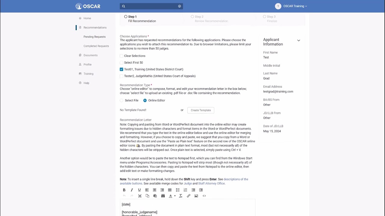 Mastering OSCAR: How to Create Letters of Recommendation in OSCAR