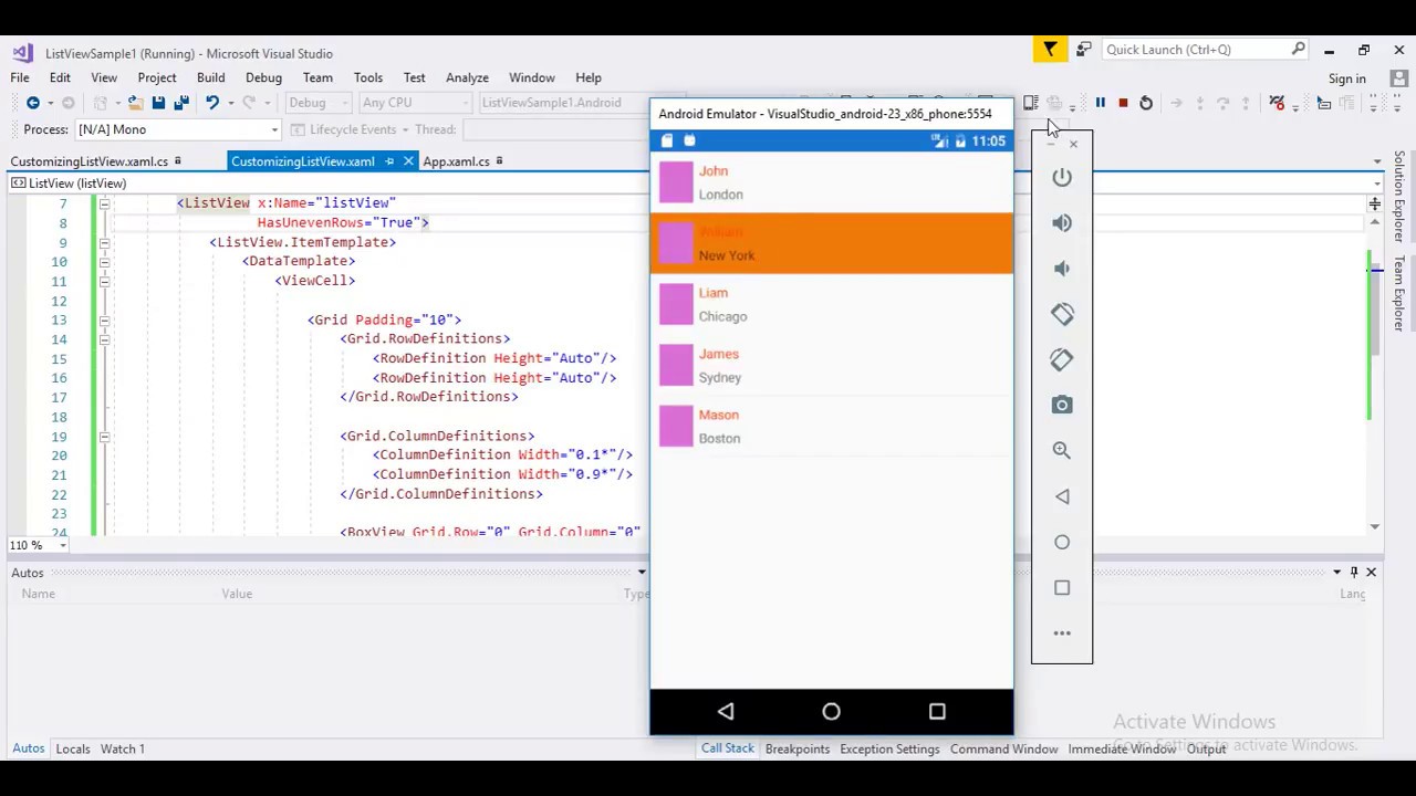 customizing a ListView Part2 Xamarin Forms(creating listview using ViewCell)