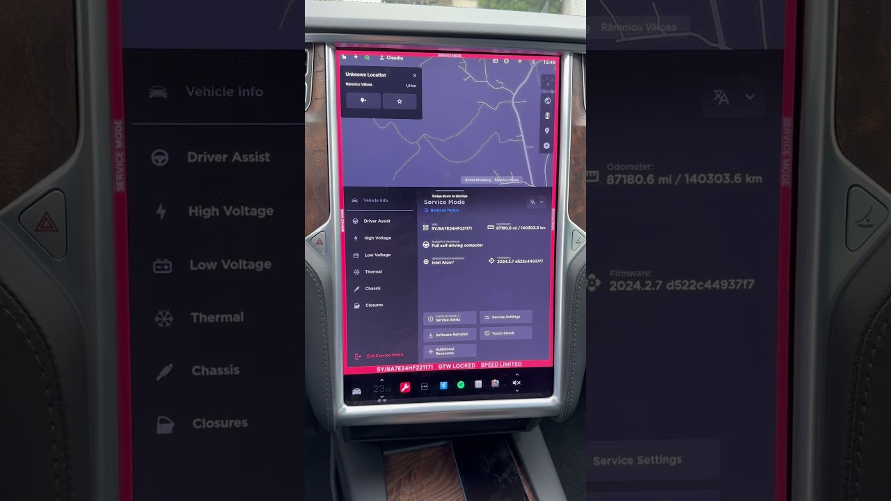 Enter in service mode on Tesla Model S