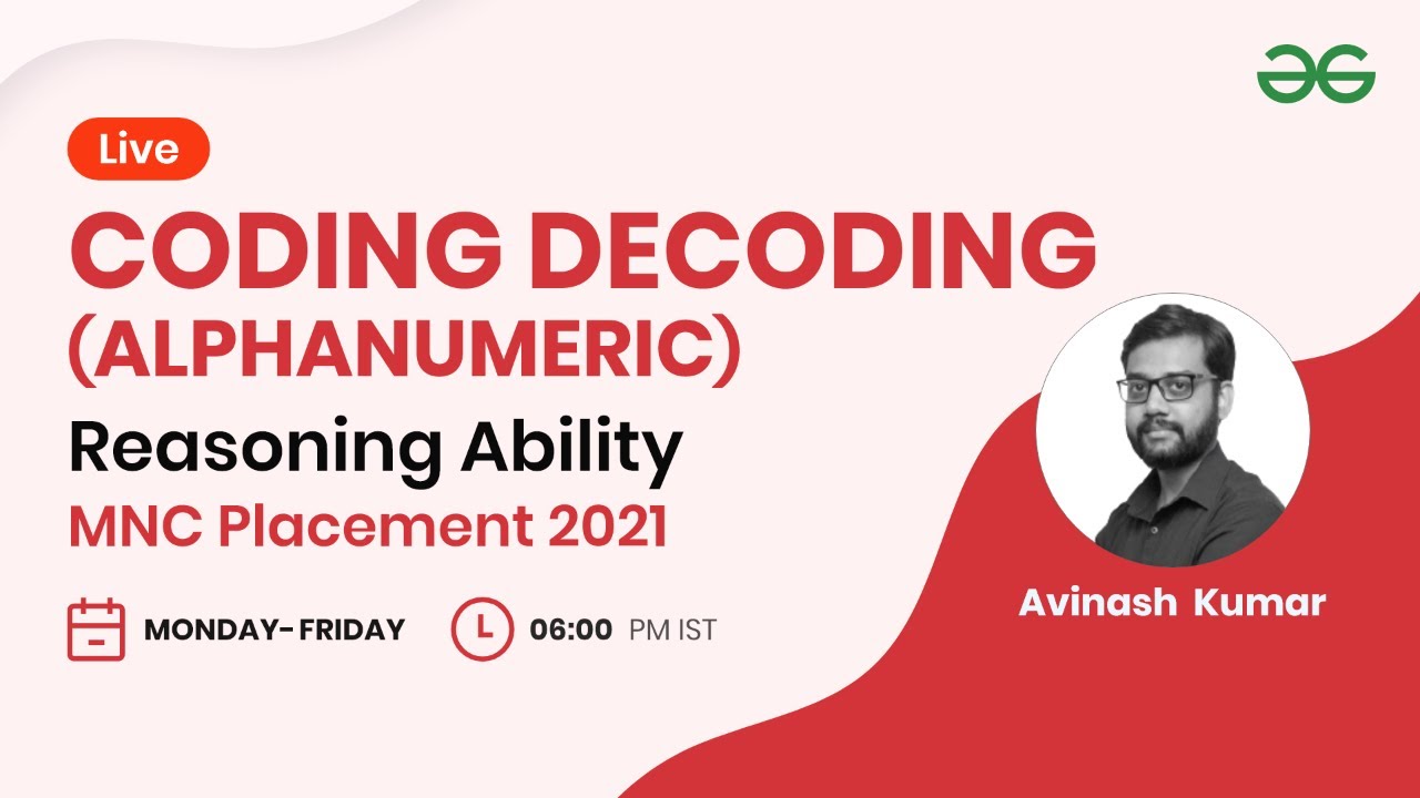Coding Decoding (Alphanumeric) MNC PLACEMENT 2021  Reasoning Ability Lecture 7.