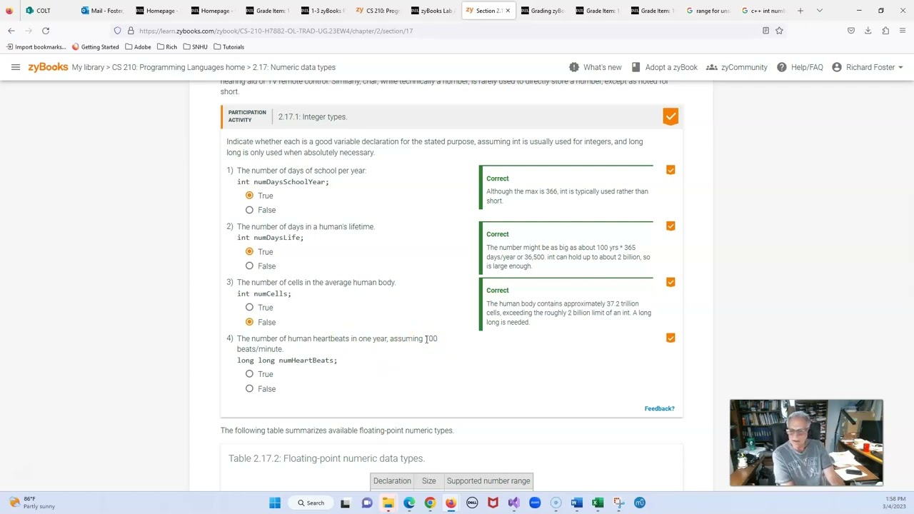 CS 210 Zybooks Sections 2.16 2.18