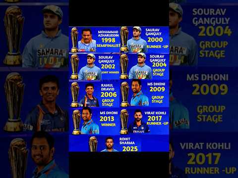 Team india ICC champions trophy captain & winner & Runner-up list #championstrophy2025#views#shorts