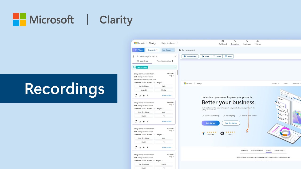 An Overview of Session Recordings in Microsoft Clarity