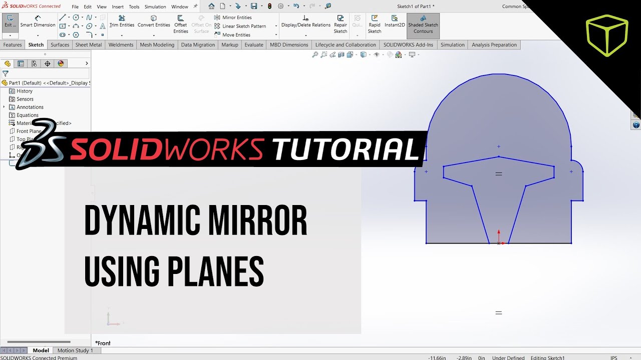 SOLIDWORKS Tutorial - Dynamic Mirror Using Planes