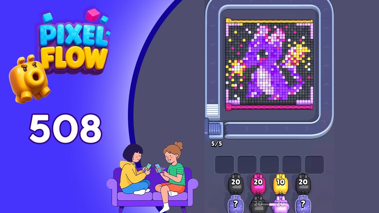 Pixel Flow Level 508 Solution | Full Walkthrough (No Commentary)