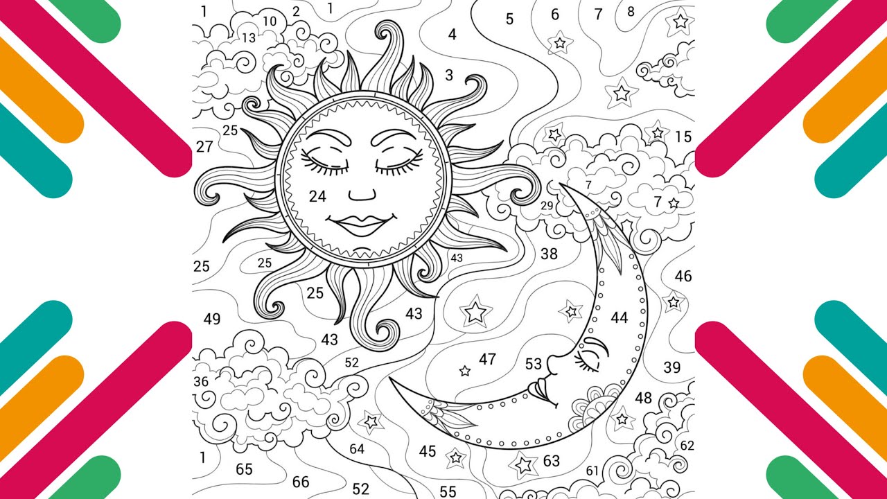 Sun and Moon. Coloring Page By Numbers