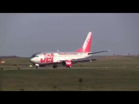 Storm Henry Crosswind Take-off & Landings at Leeds Bradford Airport, UK - 2nd February, 2016