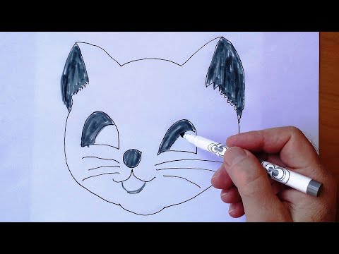 How to draw a theatrical cat mask, how to draw a cat