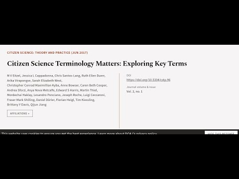 Citizen Science Terminology Matters: Exploring Key Terms | RTCL.TV