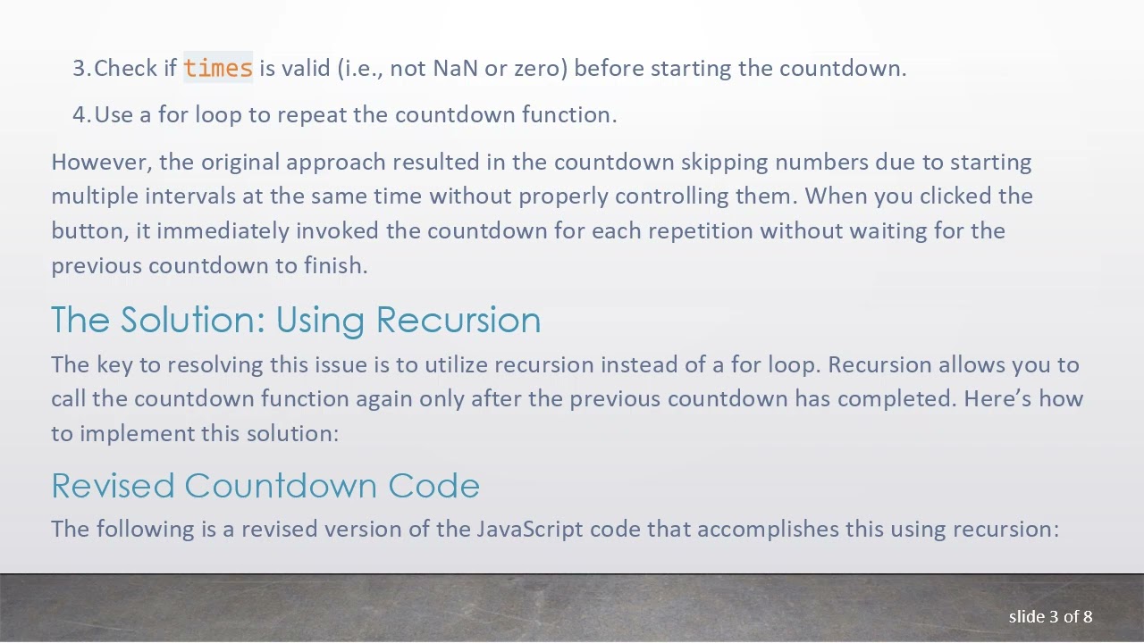 How to Repeat a Countdown Function in JavaScript