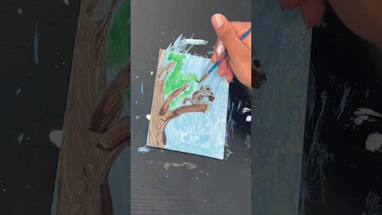 Squirrel in a tree #art #painting #acrylicpainting #acrylic #nature #squirrel #earth #trees #sun