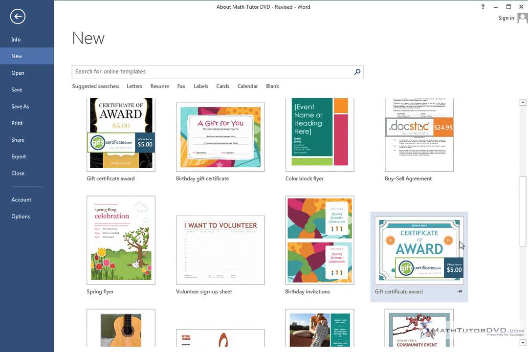 Lesson 5 - Creating New Documents And Using Templates