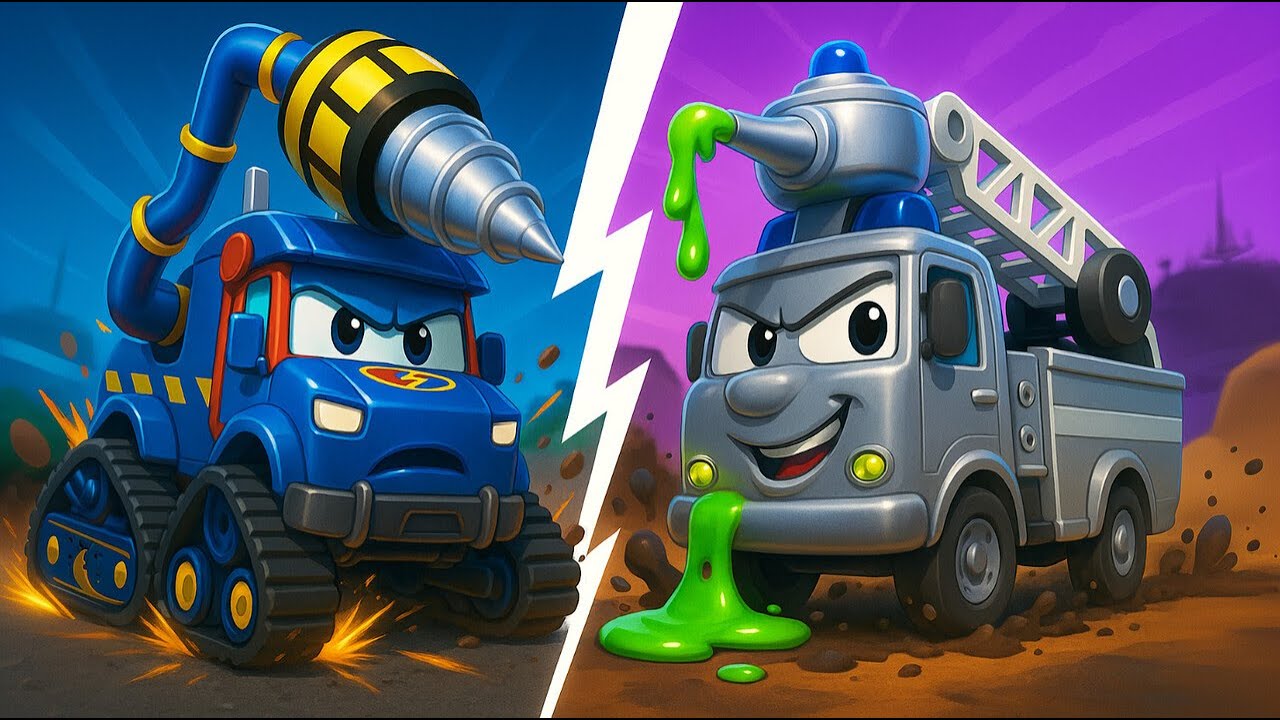 Super Drill VS. Robot Fire Truck! 🚒 Cars & Trucks Rescue for Kids | Super Truck