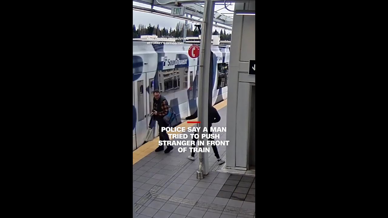 Police say a man tried to push stranger in front of train