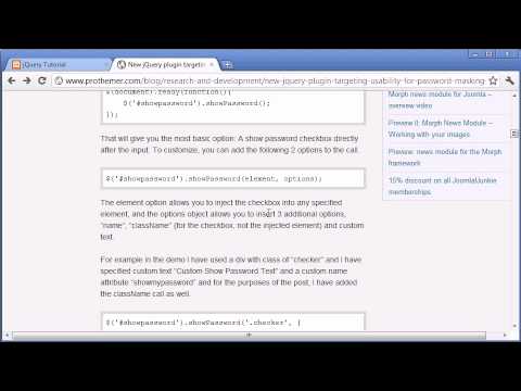 jQuery Tutorial - 117 - Show password plugin