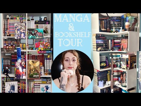 ASMR Manga and Bookshelf Tour | Whisper Ramble and Gum Chewing