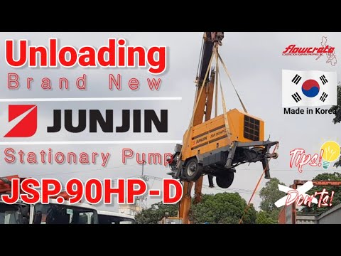 Unloading Brand New Junjin Stationary Pump JSP.90HP-D|Tips|Pumpcrete|FlowcretePH|Trailer Pump|MyraB.