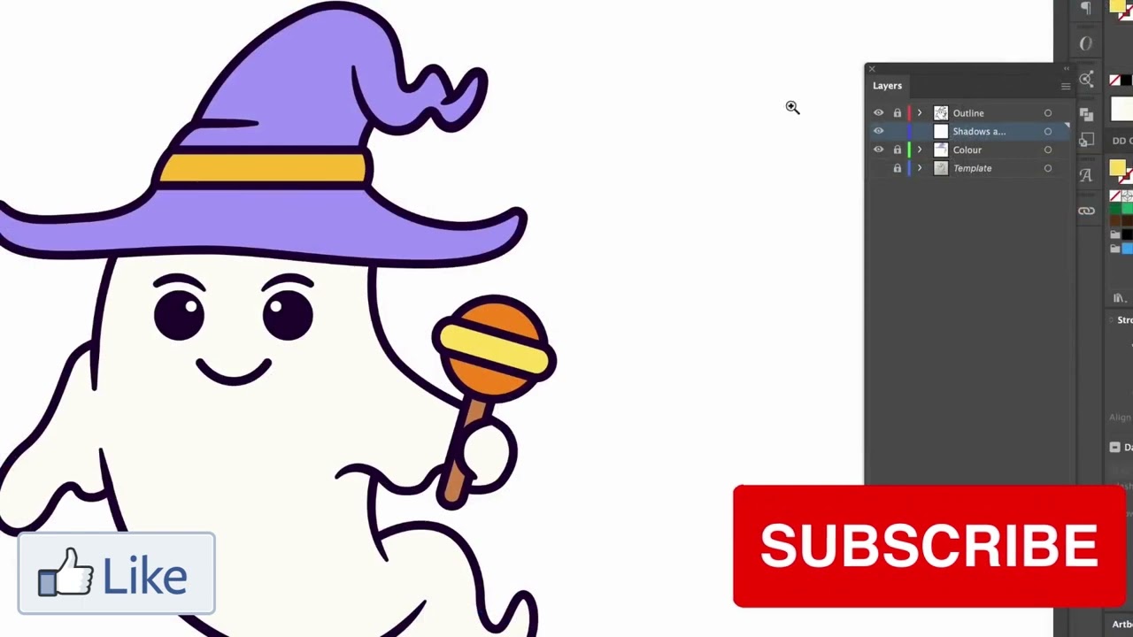Adobe Illustrator Tutorial  Create a Ghost Character #beginnertutorials #adobeillustrator#beginners