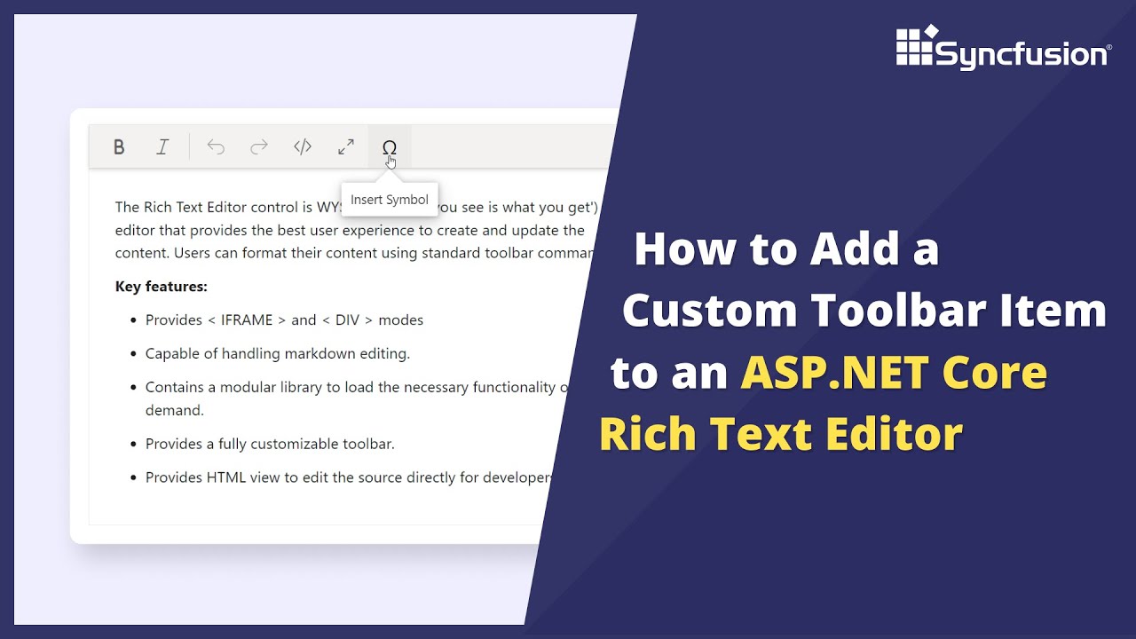 How to Add a Custom Toolbar Item to an ASP.NET Core Rich Text Editor