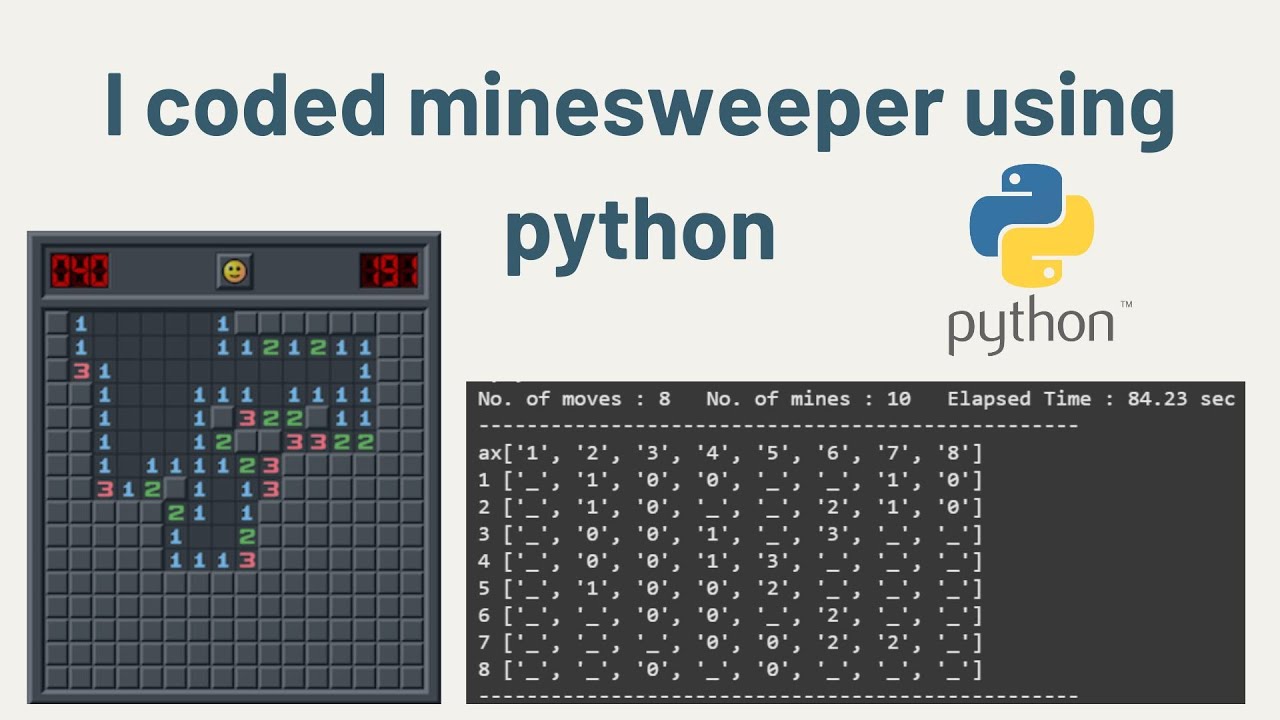 I coded minesweeper using python print console version
