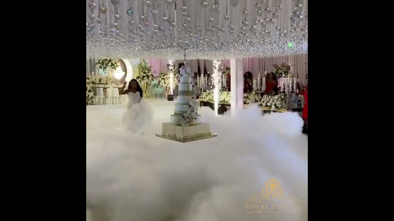 Wedding Cake Drop & Ceiling Decor by Royal Luxury Events at Westin Oaks Galleria   in Houston Texas