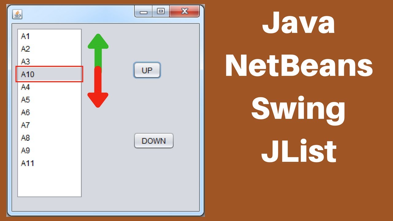 JAVA - How To Move JList Item UP and Down In Java NetBeans [ with source code ]