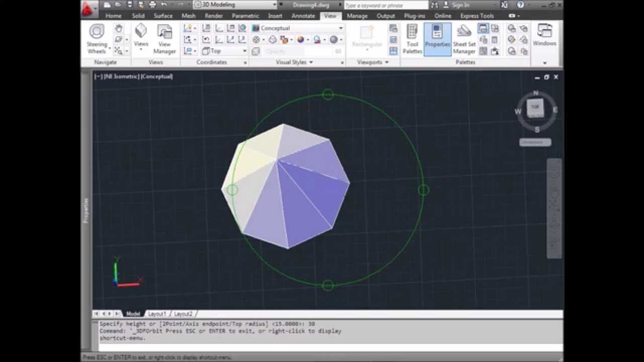 AutoCAD Tutorial How To Make Solid Cone
