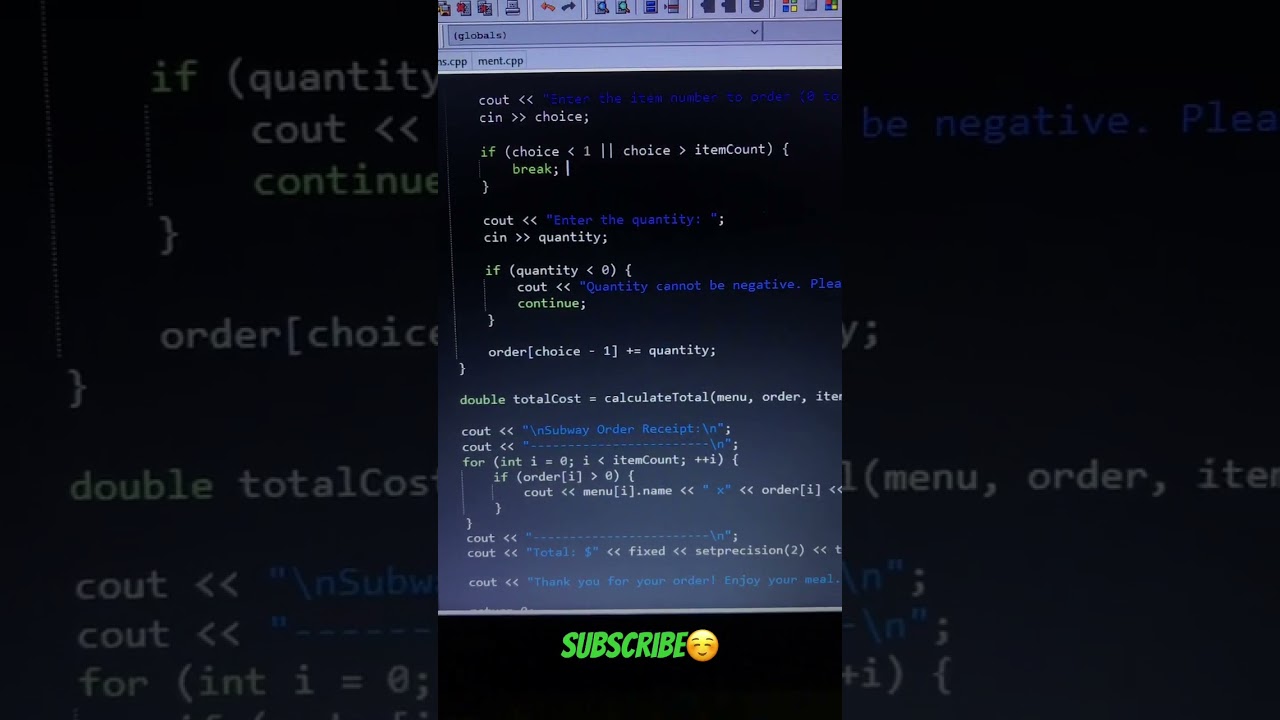 order receipt IDE dev c++ #cppprogramming