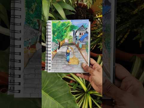 Drawing Villagescene♥️😱#trending #tamil l #drawing #art #watercolour #viral