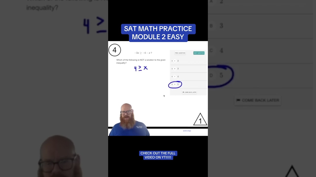 SAT MATH PRACTICE Module 2 EASY Number 4