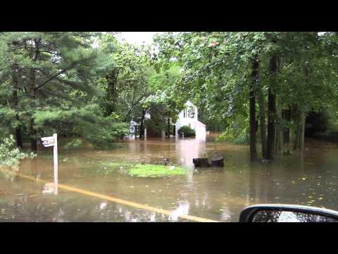 Hurricane Irene flood and wind damage in Millstone NJ Aug 28 2011