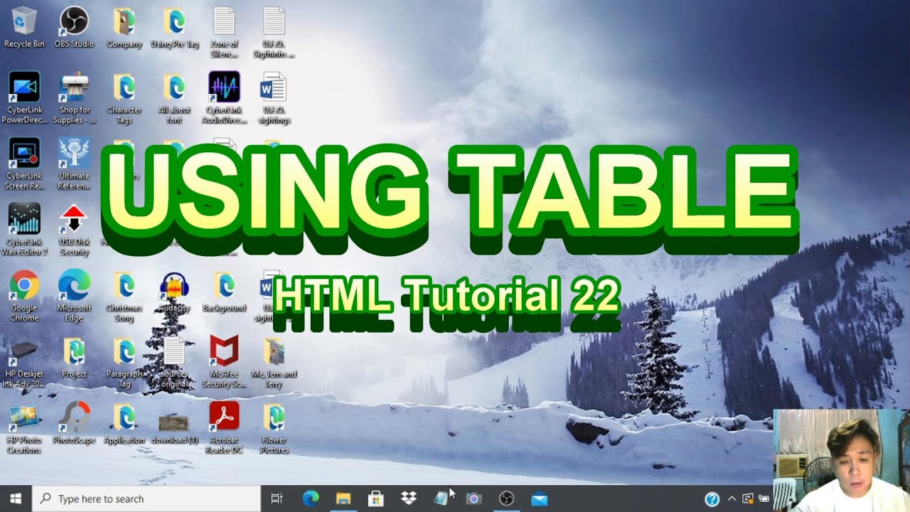 HTML Tutorial 22 Tagalog - USING TABLE