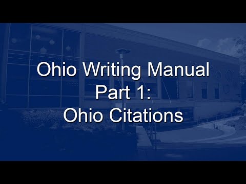 Ohio Writing Manual--Part 1: Ohio Citations