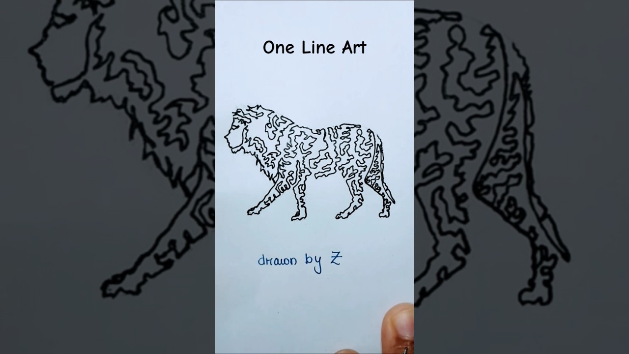 One Line Drawing of a Lion || #shorts #shortsfeed