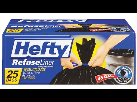 Hefty Extra Large Black Trash Bags for Curbside Bins, 45 Gallon, 25 Count - Overview