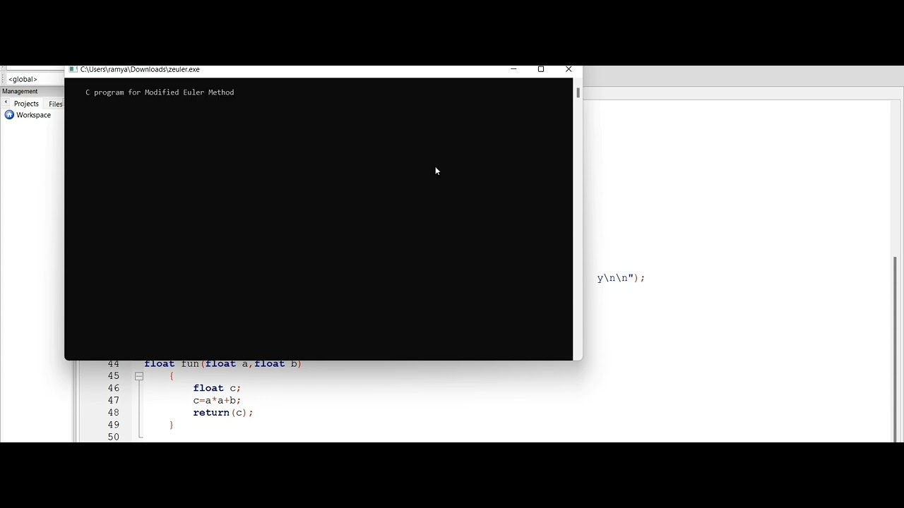 Solving Initial Value Problems using Modified Euler's Method with C programming