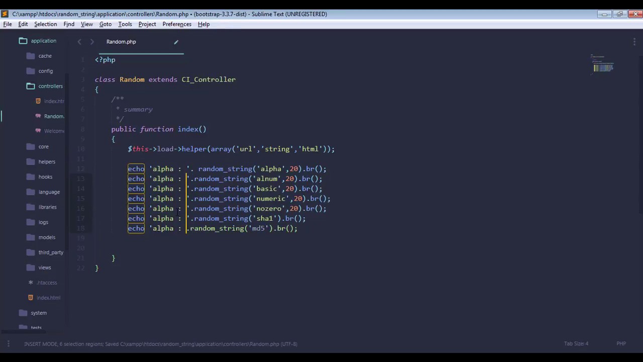 Generate Random String Codeigniter