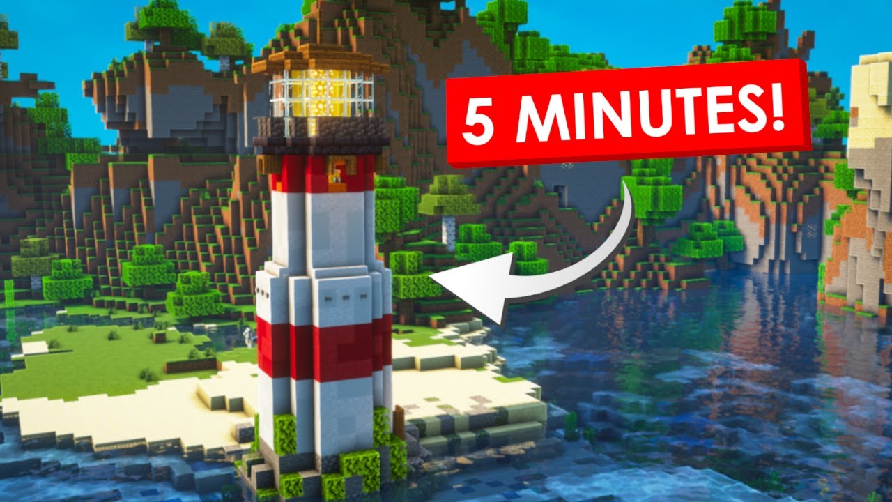 Simple Minecraft Lighthouse Starter House Build Tutorial