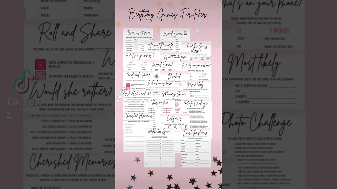 Birthday Games For Her #printable #birthdaygamesforher #21st #30th #40th