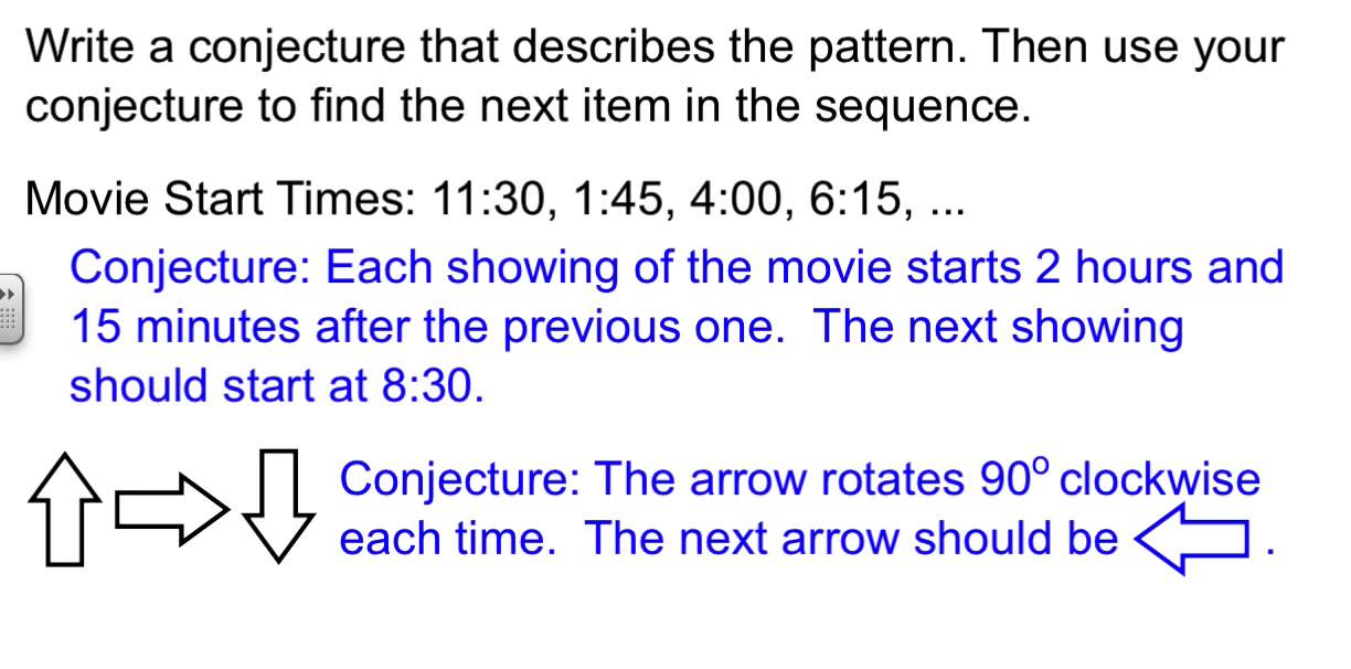 Geometry 2-1 Inductive Reasoning and Conjecture