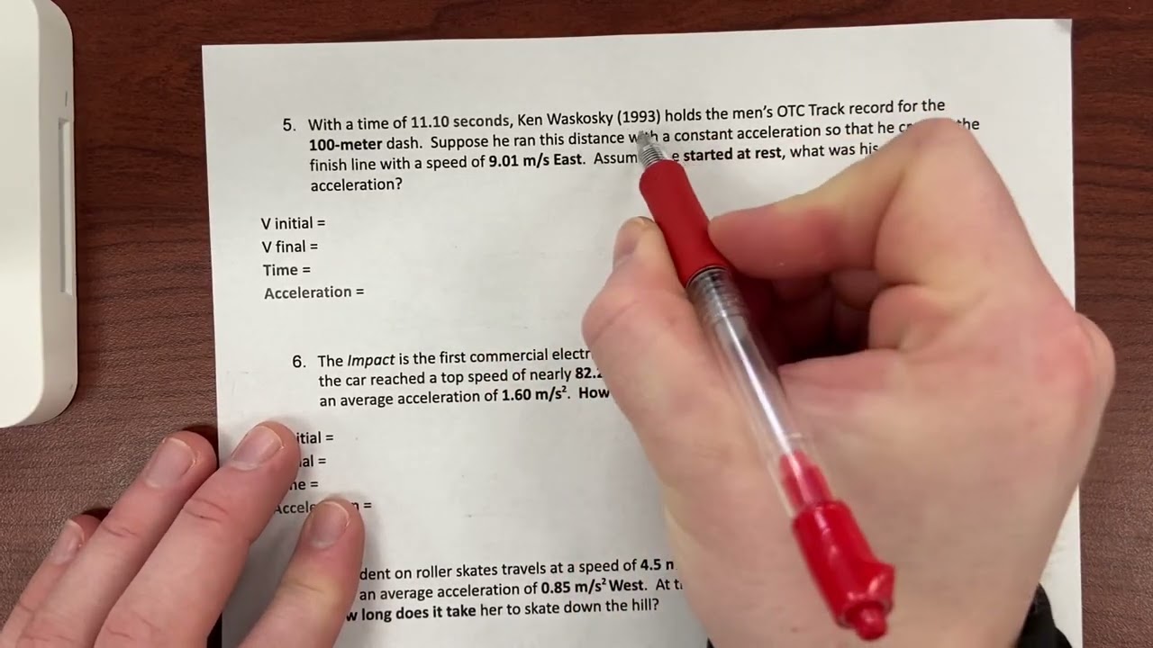 Acceleration Problems worksheet