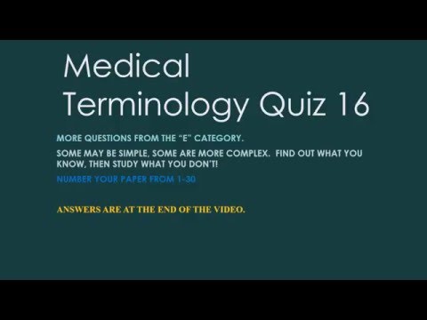 Medical Terminology Quiz 16
