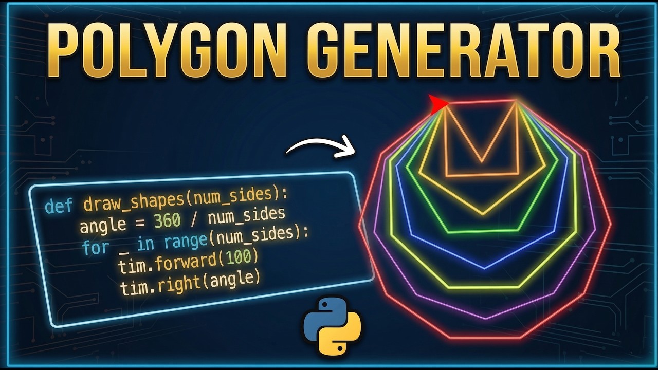 Python Turtle Graphics Project | Polygon Generator | Beginner Python Project