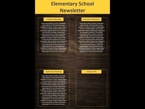 One Page Elementary School Newsletter PowerPoint Template | Kridha Graphics